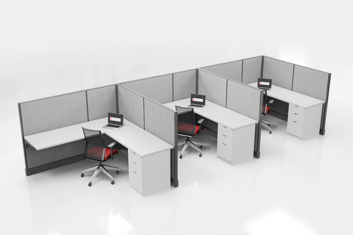 Modern Office Cubicle 6'x6' (53''H) 3 in a Row