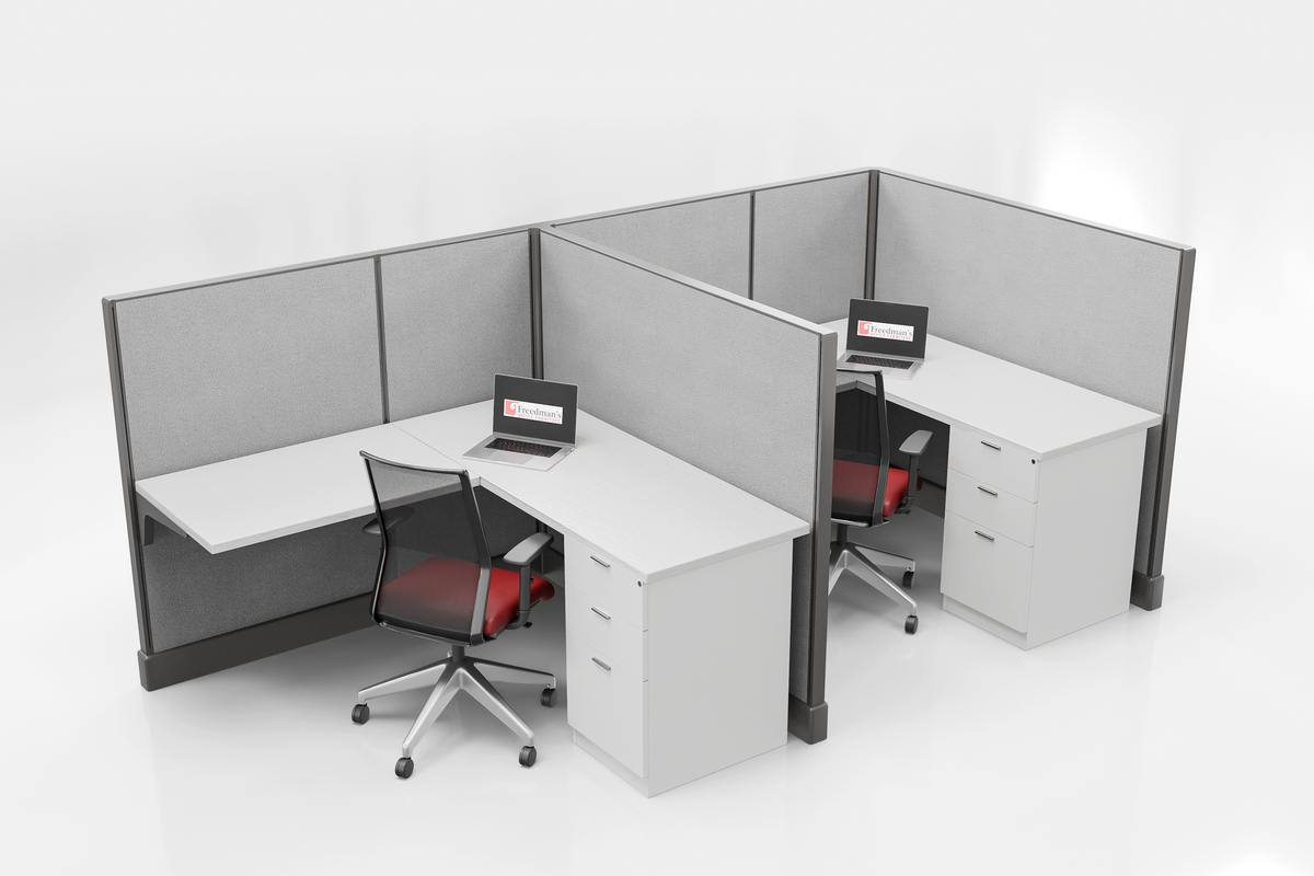 Modern Office Cubicle 5'x5' (53''H) 2 in a Row