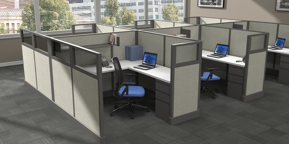 6x6 Modern Office Cubicle Pack | Freedman's Office Furniture