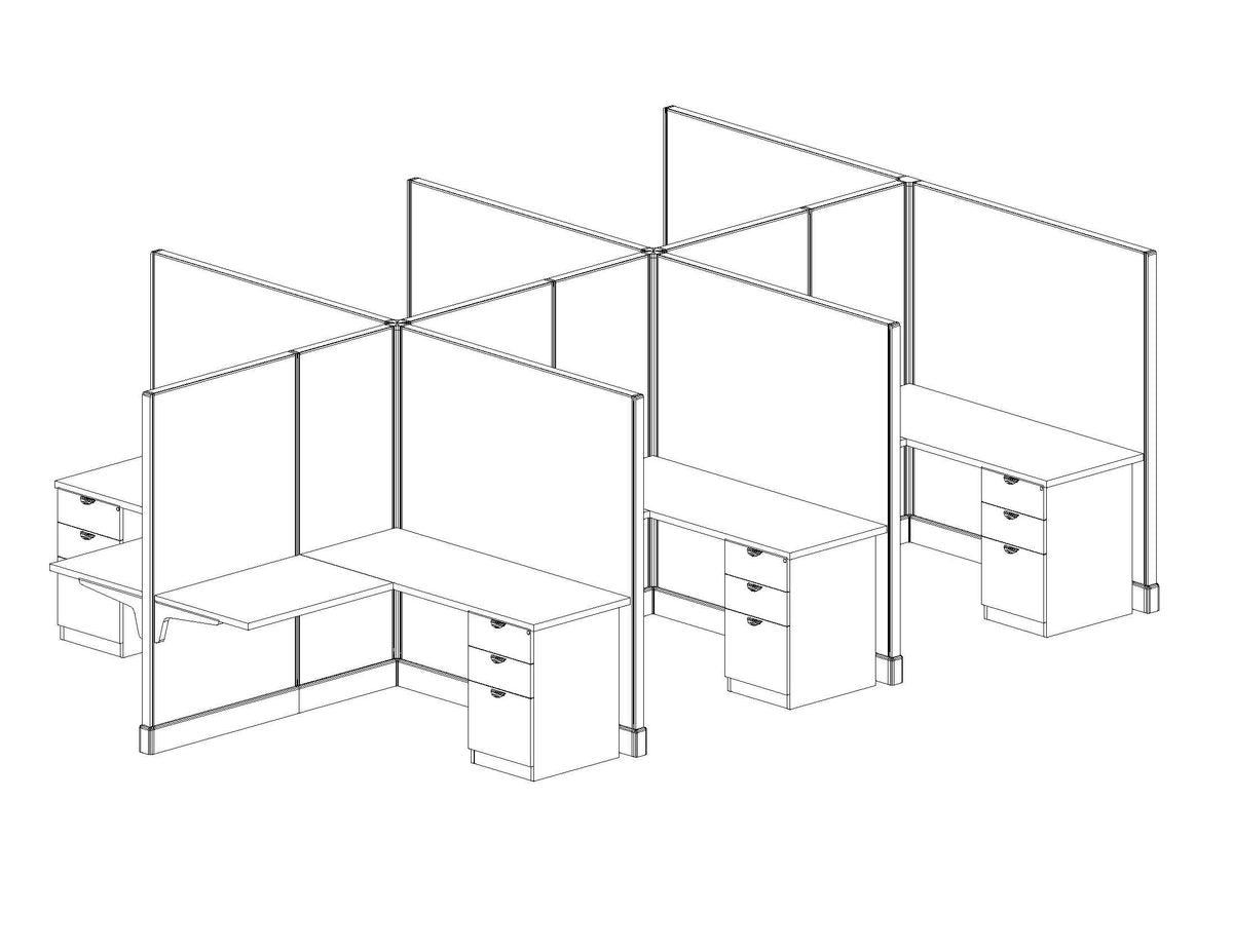 Modern Office Cubicle 5'x5' (67''H) 6 People